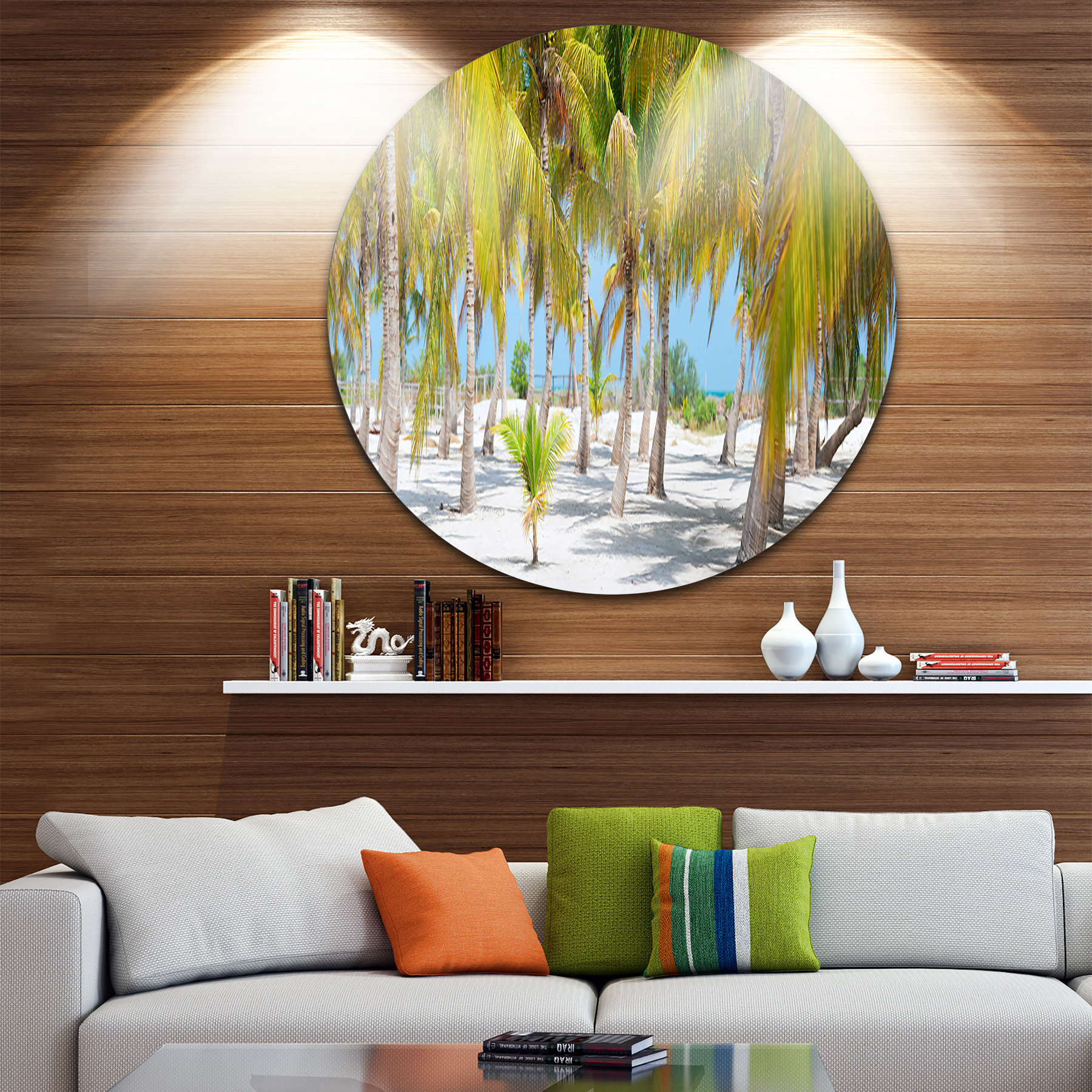 Palm Trees, Landscape Photography Large Disc Metal Wall Art, Disc of 23 ...