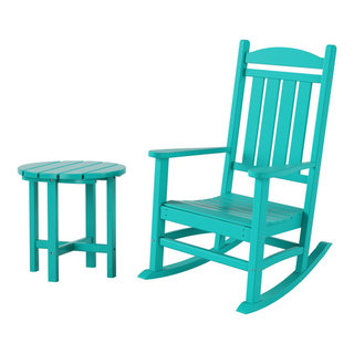 WestinTrends 2PC Outdoor Patio Rocking Chair Set w/ Round Side Table ...