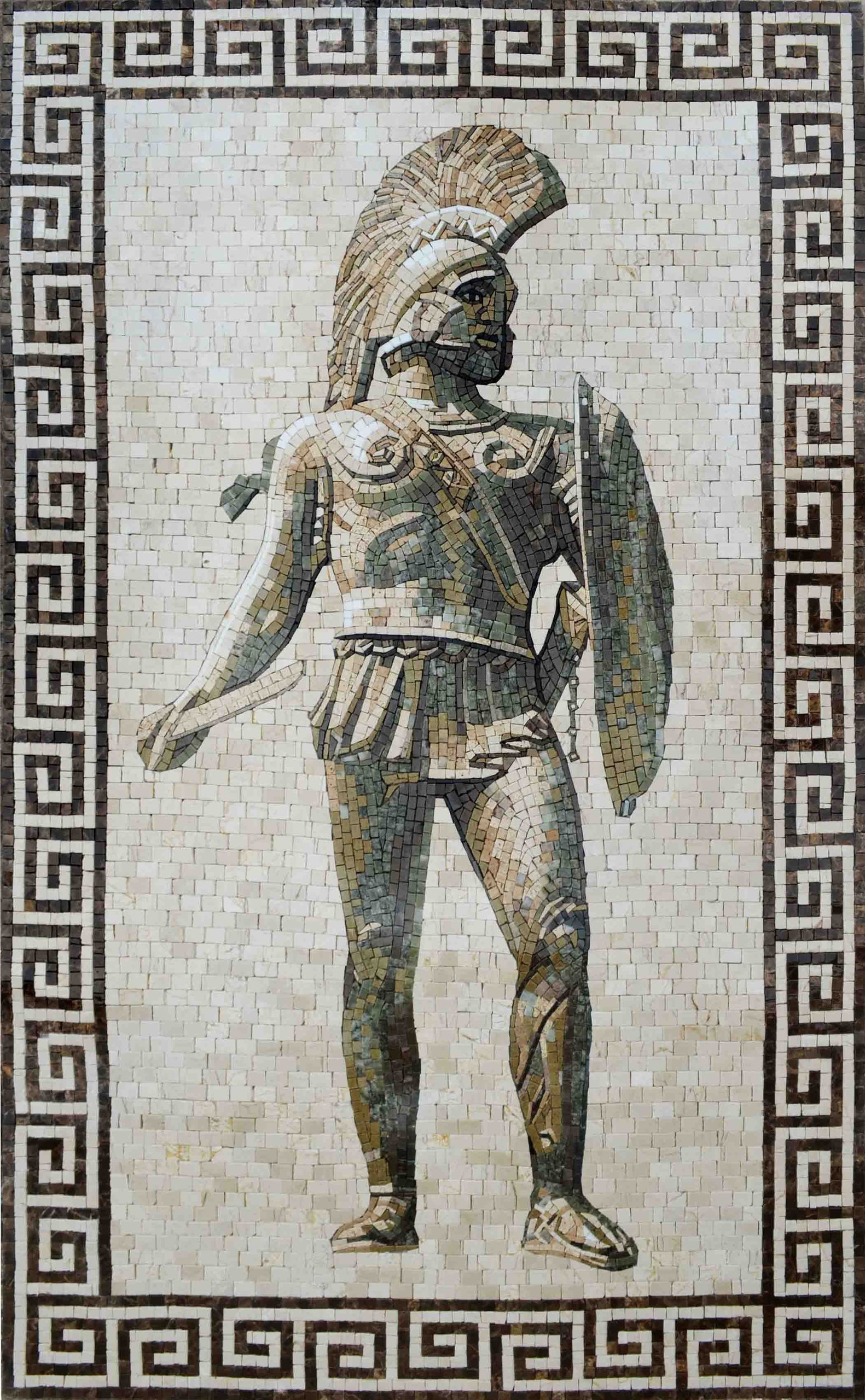 Mosaic Art, Roman Soldier With Spear, 35" x 39" - Traditional - Tile ...