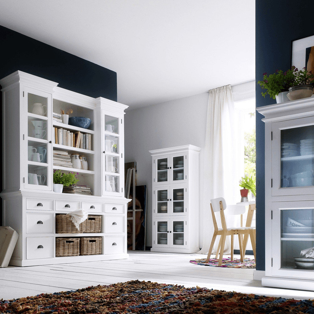 Classic White Two Level Storage Cabinet - Transitional - Storage ...
