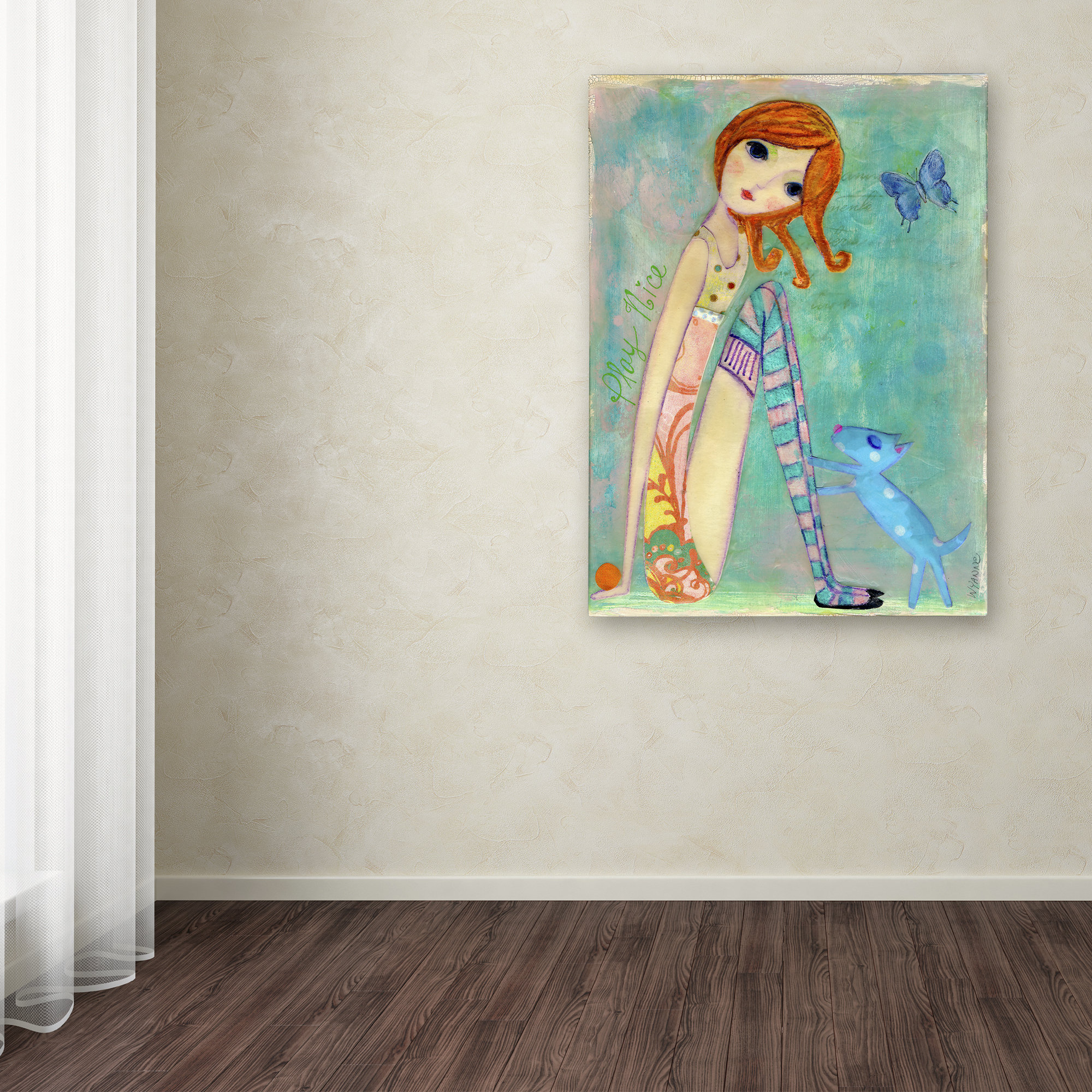 Wyanne 'Big Eyed Girl Play Nice' Canvas Art, 24"x18" - Contemporary ...
