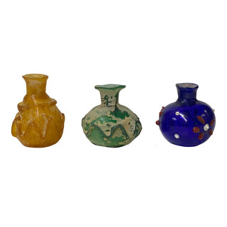 3 Piece Distressed Look Color Glass Small Bottle Vase Display Hws2469 ...