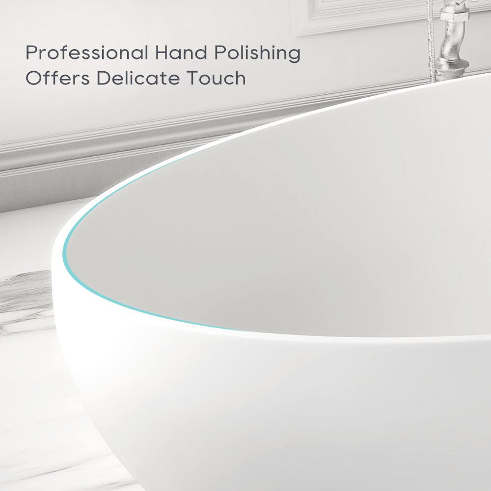 67" Extra Wide Solid Surface Matte Freestanding Bathtub, White ...