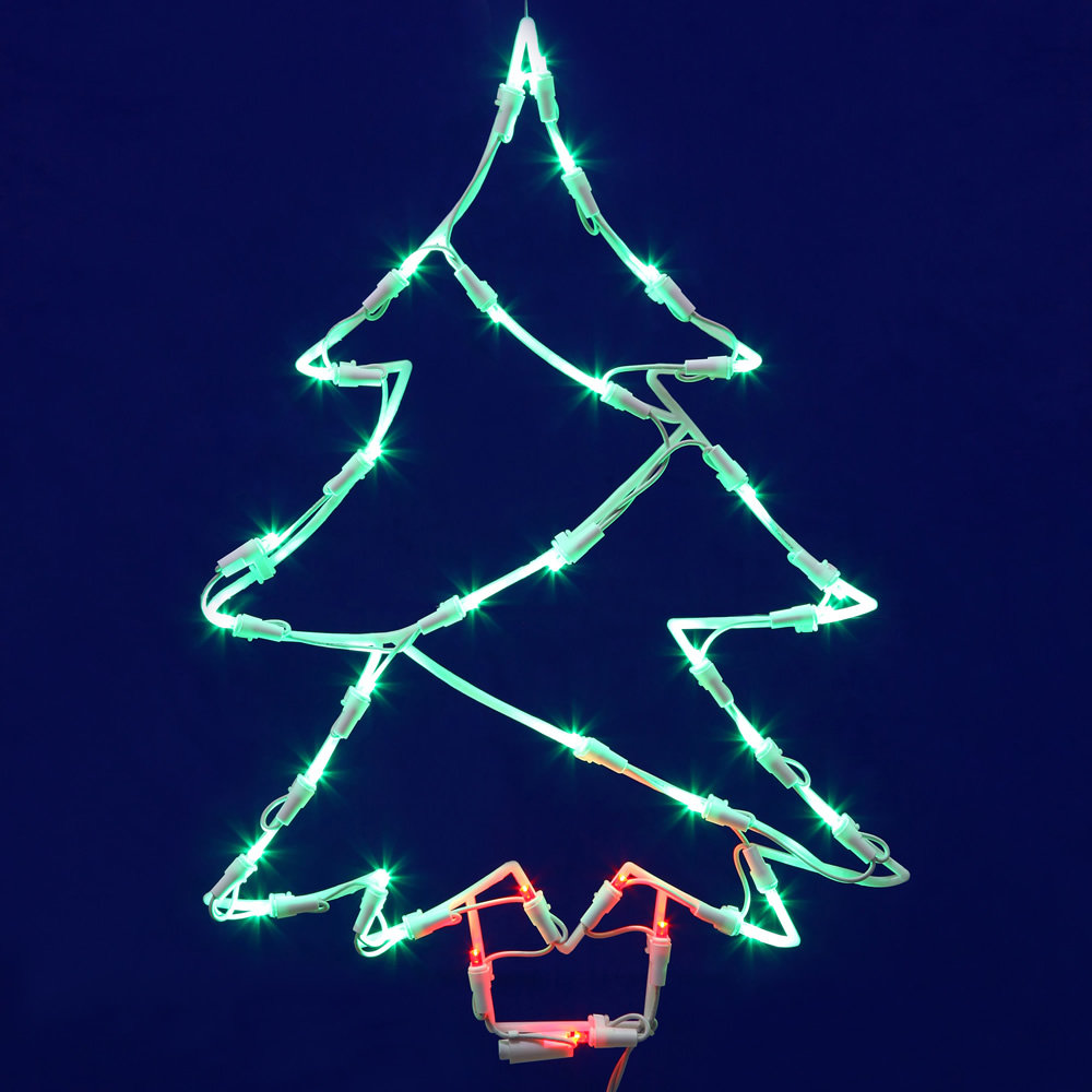 Vickerman 35 Light LED Tree Window Decor 18x12", Green, 18"x12 ...