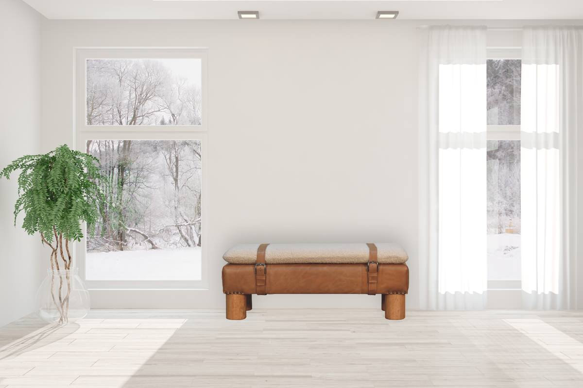 Strapped Cyclinder Bench - Transitional - Upholstered Benches - by ...