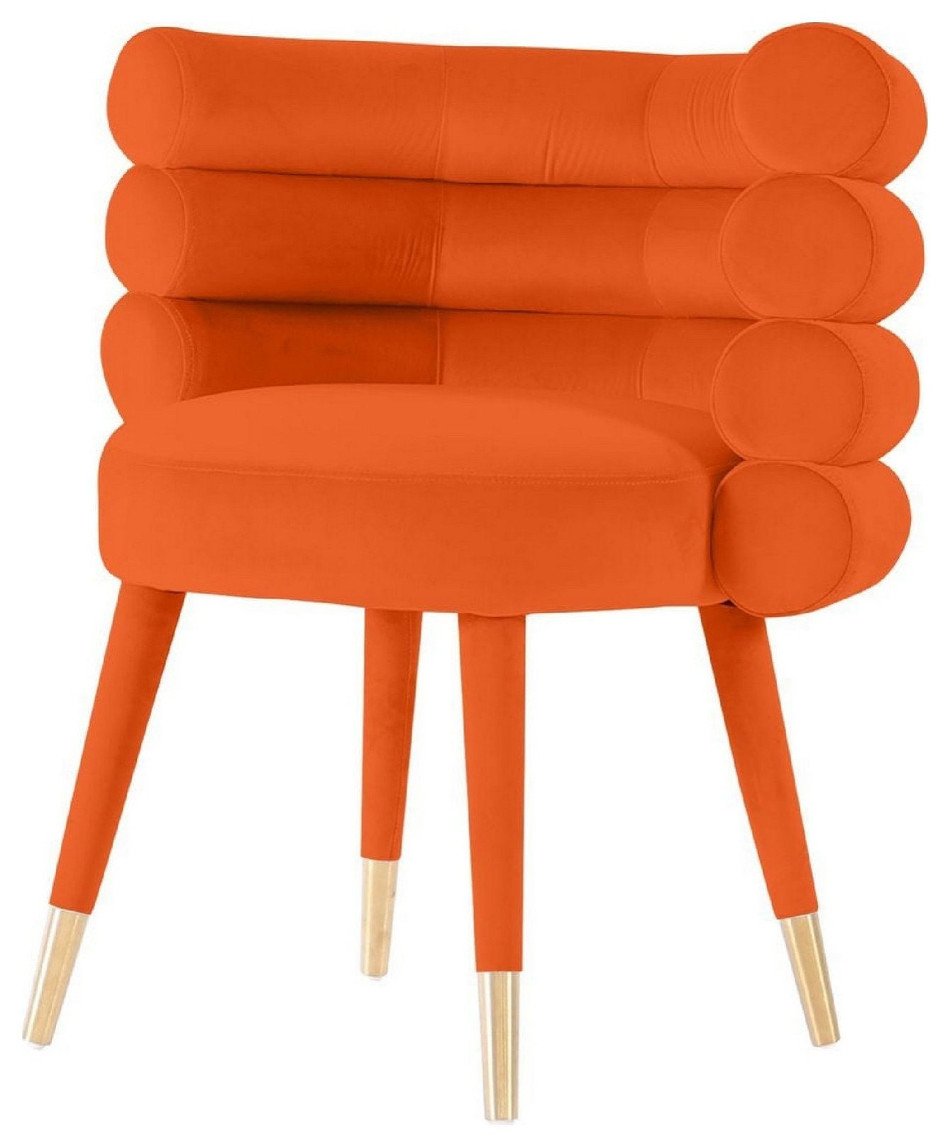 Benzara BM279480 Modern Accent Chair, Arched Rolled Back, Orange Velvet ...