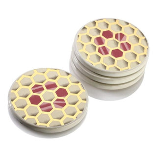 Ceramic Round 4 pieces Pink and Gold Coaster Set - Contemporary ...