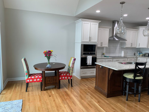 Small eating area and it's right in front of the door
