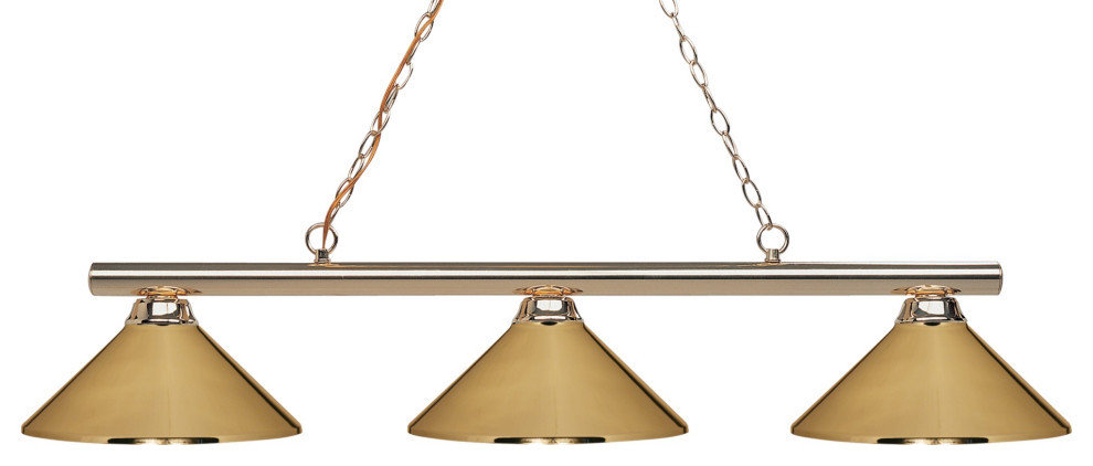 Sharp Shooter 3-Light Linear Pendant Light In Polished Brass, 14.000 ...