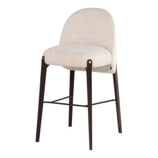Ames Stool, Gema Pearl Upholstery and Smoked Wood Legs, Bar Height ...
