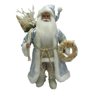 December Diamonds Tropical Ornaments Blue / Tan Santa With Wreath ...