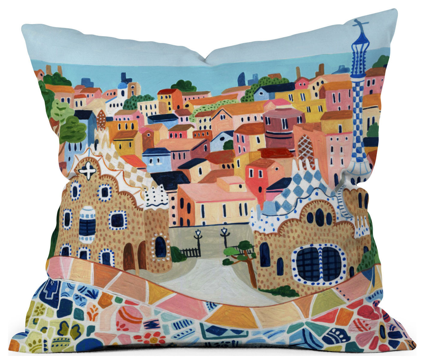 Ambers Textiles Barcelona I Outdoor Throw Pillow, 18"x18"x5 ...