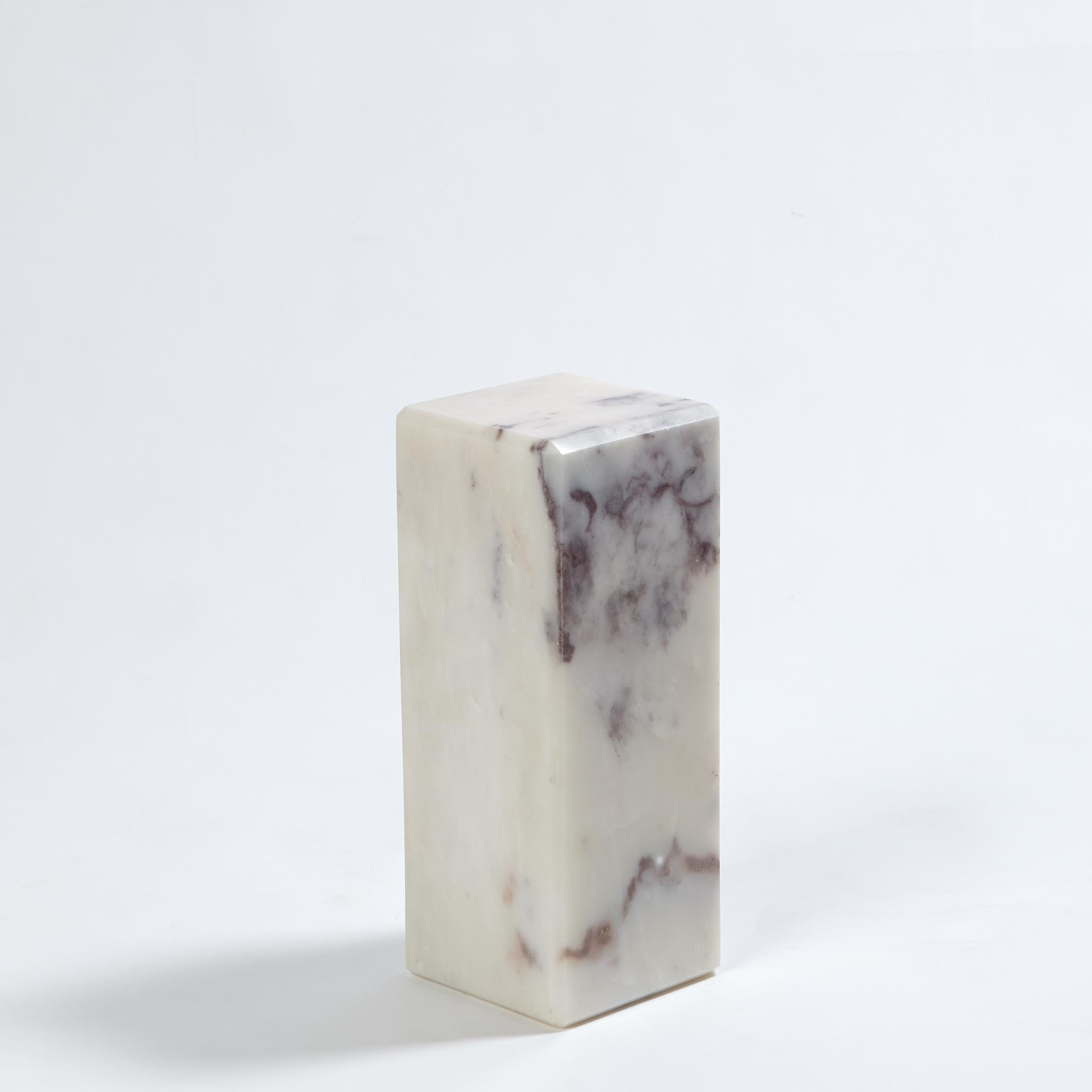 Luxe Classic Square White Gray Solid Marble Pedestal Riser 4x10" Stand ...