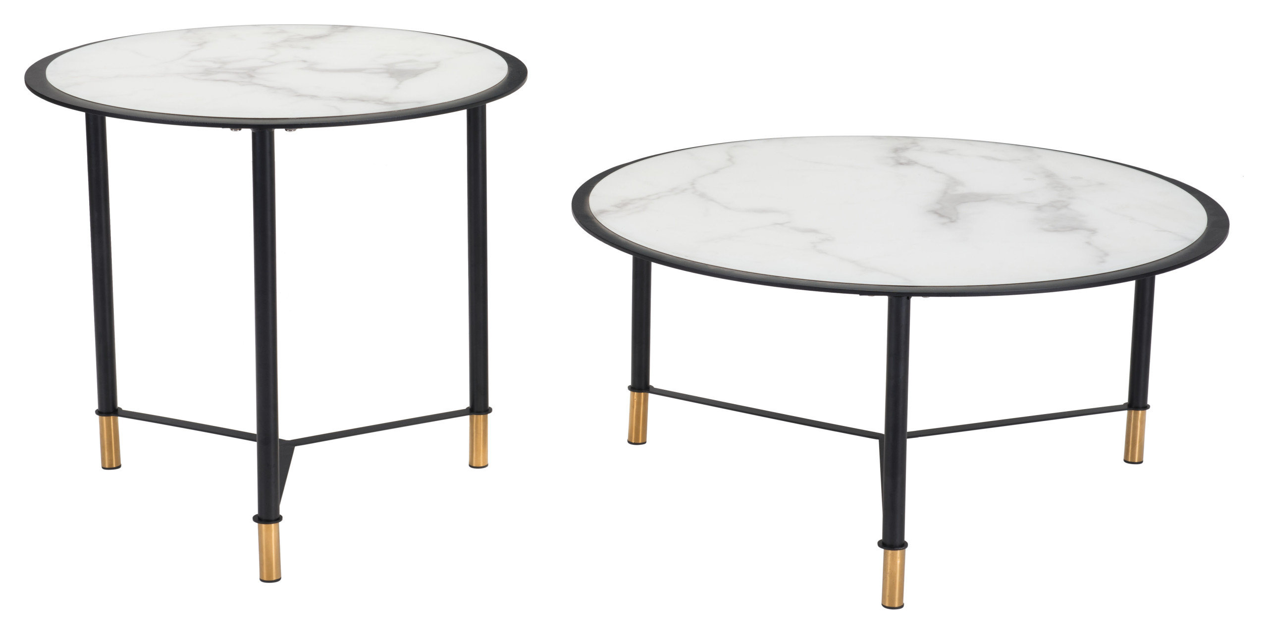 Set of 2 Davis Coffee Tables Black & White - Contemporary - Coffee ...
