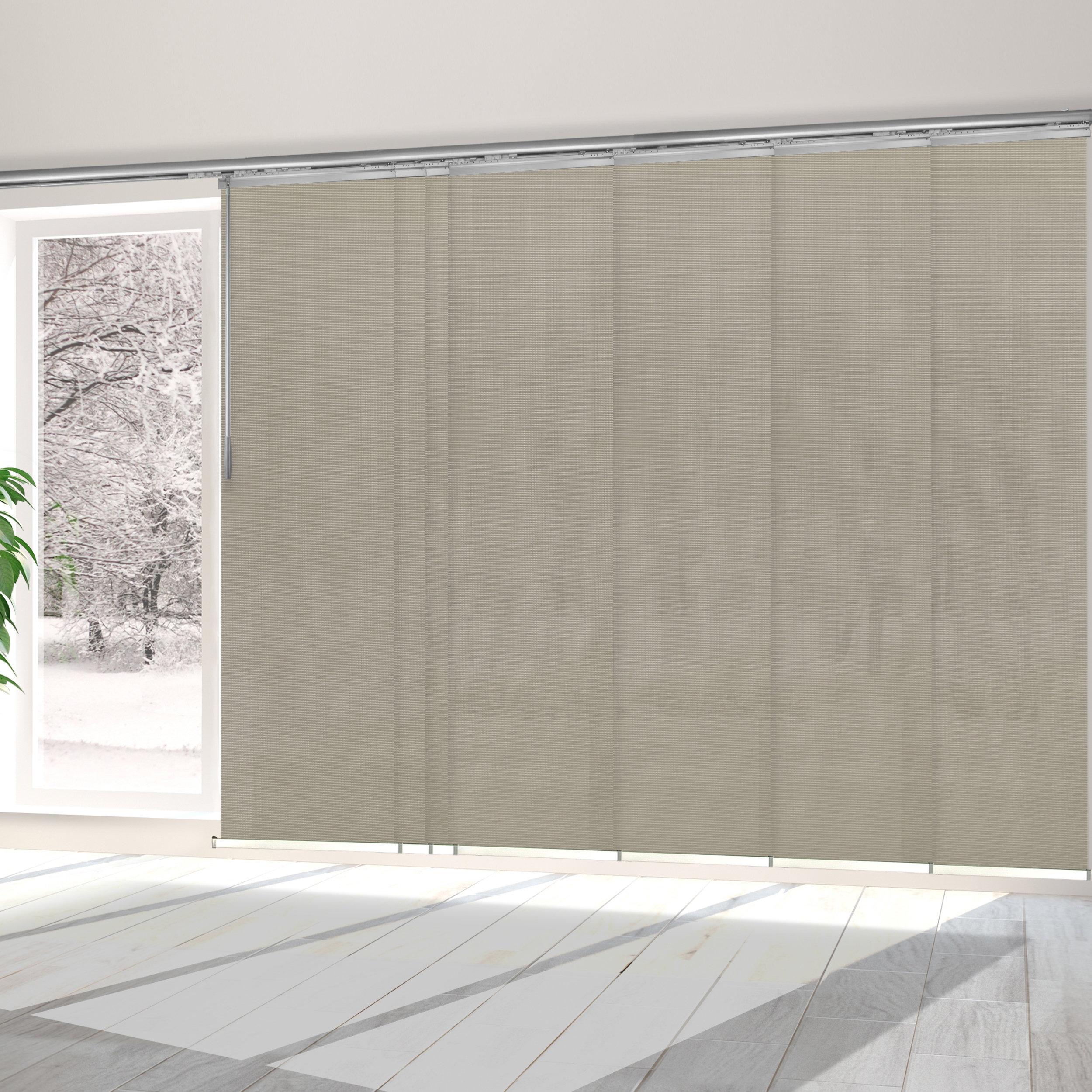 Estelle 7-Panel Track Extendable Vertical Blinds 110-153"W, 91.4" H ...