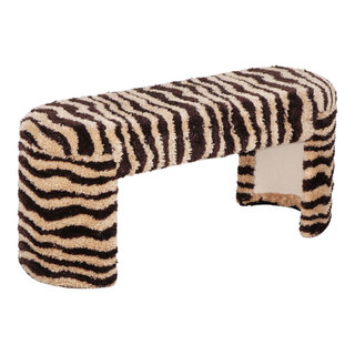 Zebra Brown Striped Tufted Bench - Contemporary - Upholstered Benches ...