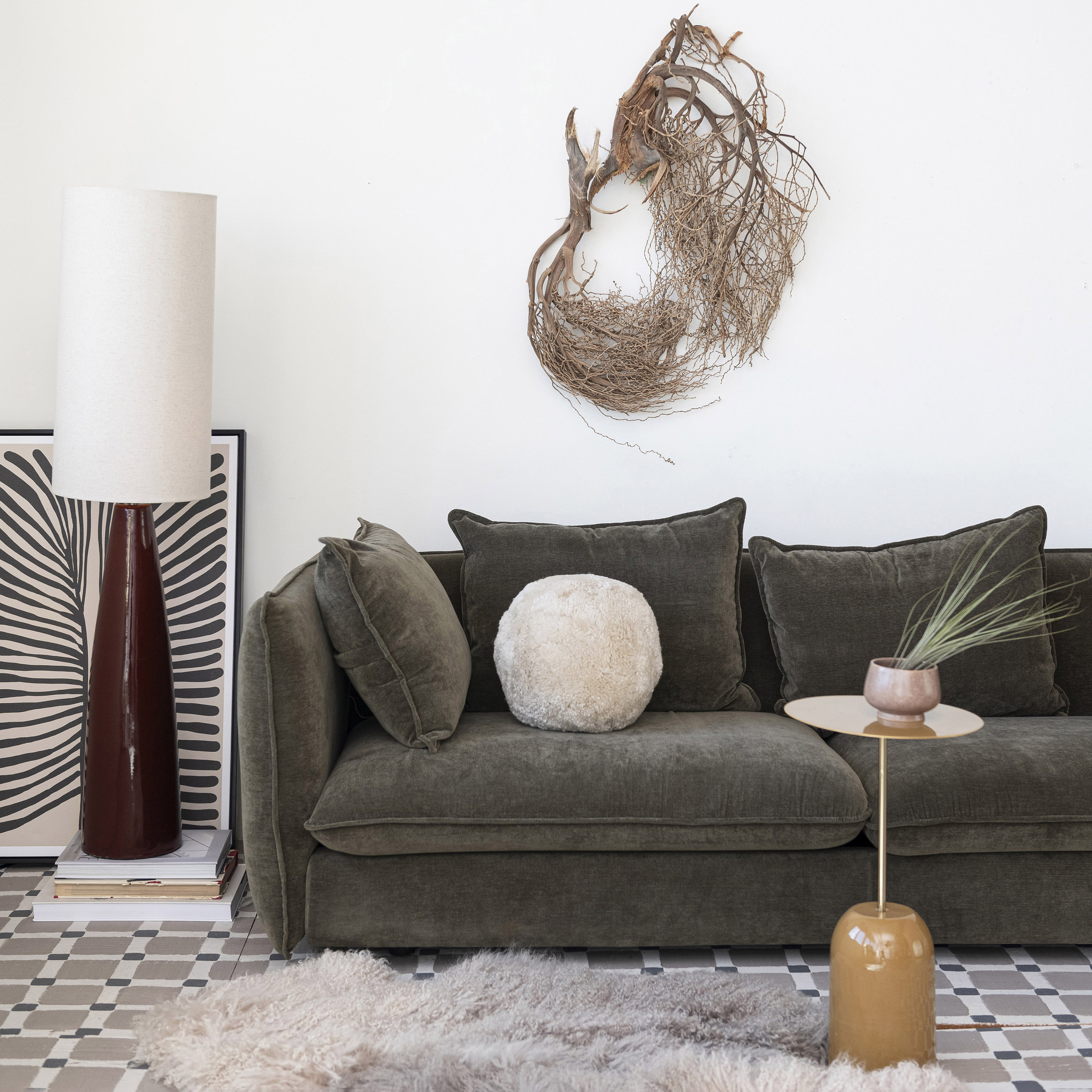 Soft Velvet Fabric Upholstered Sofa, Moss Green - Contemporary - Sofas ...