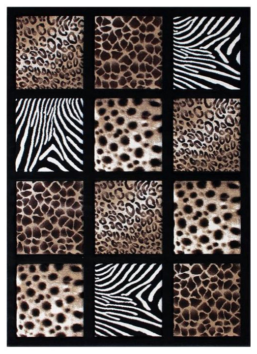 Menagerie Collection Modern Animal Print Olefin Area Rug, 5' X 7 ...