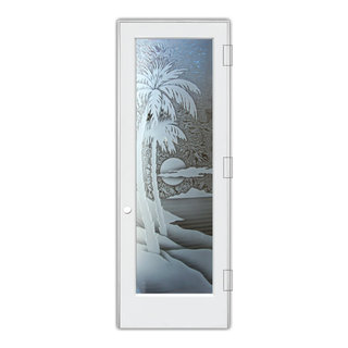 Interior Doors - Palm Sunset Frosted Glass Design - 28" x 80 ...
