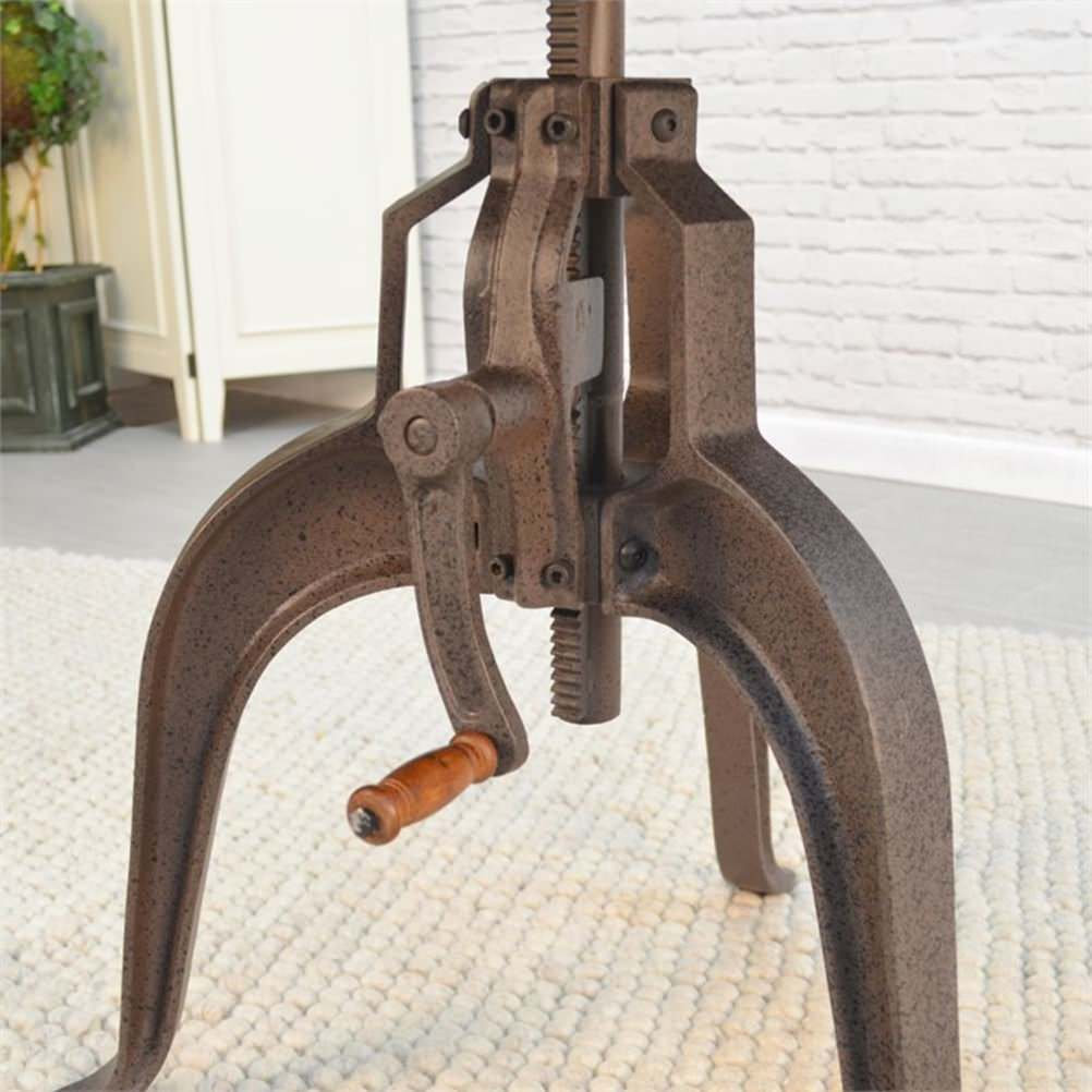 Pemberly Row Contemporary / Modern Metal Brown Adjustable Crank Table ...