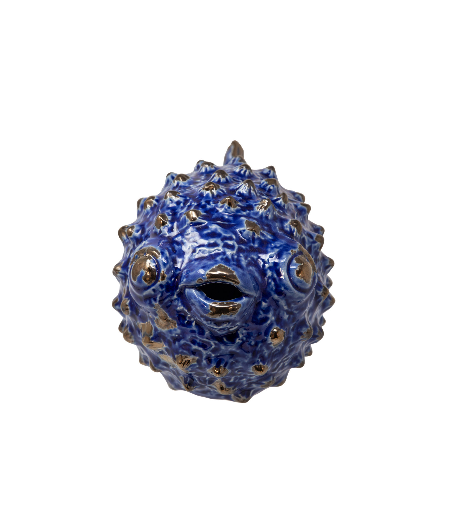 Blue Ceramic Puffer Fish 8" - Beach Style - Decorative Objects And ...