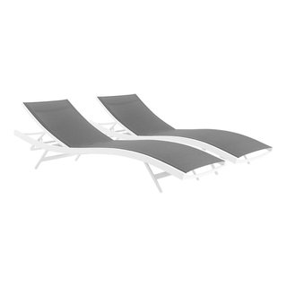 Glimpse Outdoor Patio Mesh Chaise Lounge Set of 2 EEI-4038-WHI-GRY ...