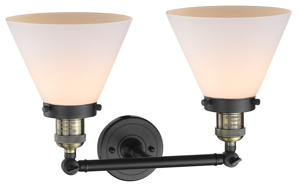 Innovations Large Cone 2-Light Bathroom Fixture, Black Antique Brass ...