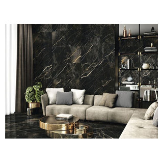 Marble effect feature wall tiles - Modern - Living Room - Dublin - by ...