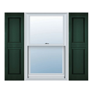 Custom Two Equal Panels, Raised Panel Shutters, Midnight Green, 61" H x ...