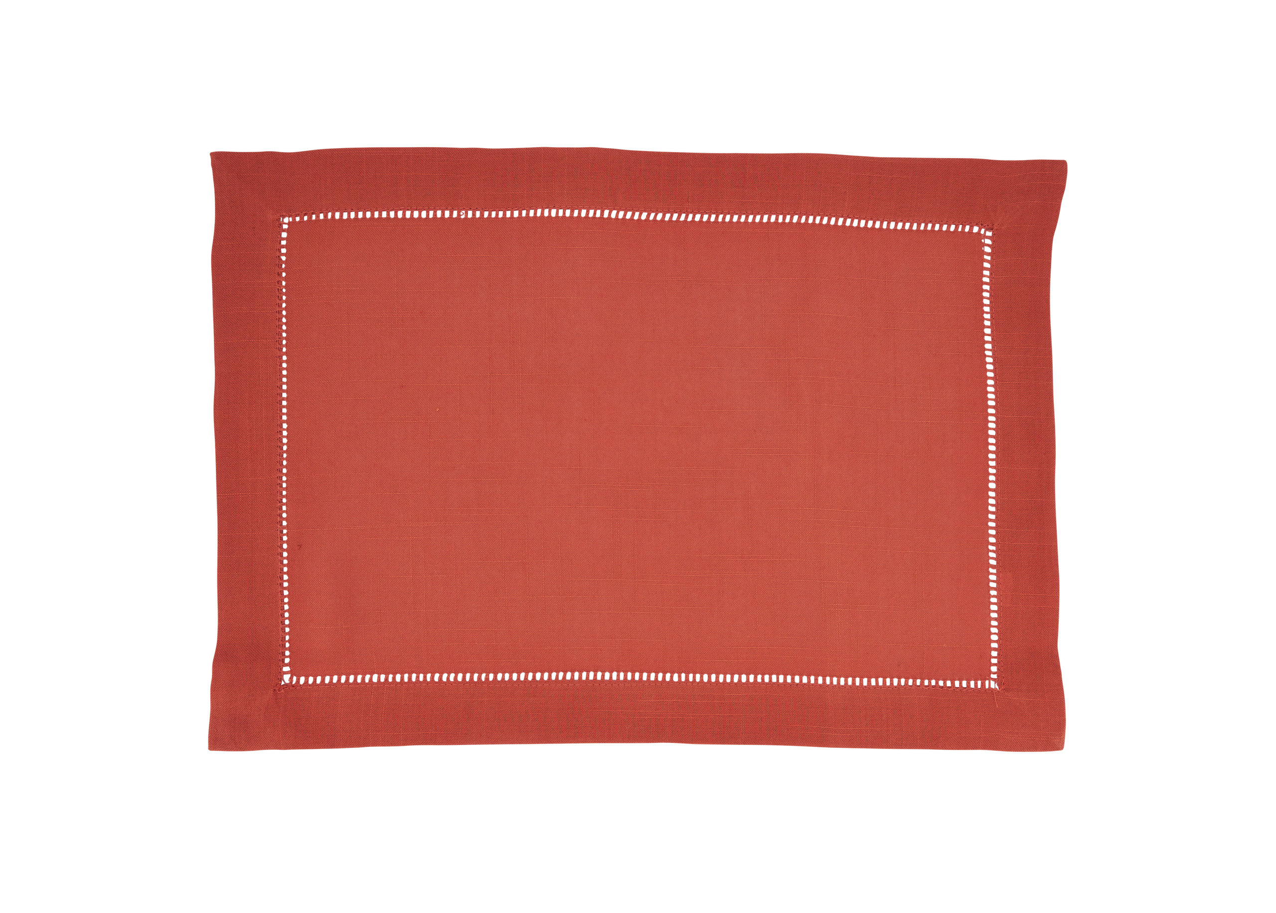 Hemstitched Border Design Table Mats (Set of 12),Terracotta, 14"x20 ...