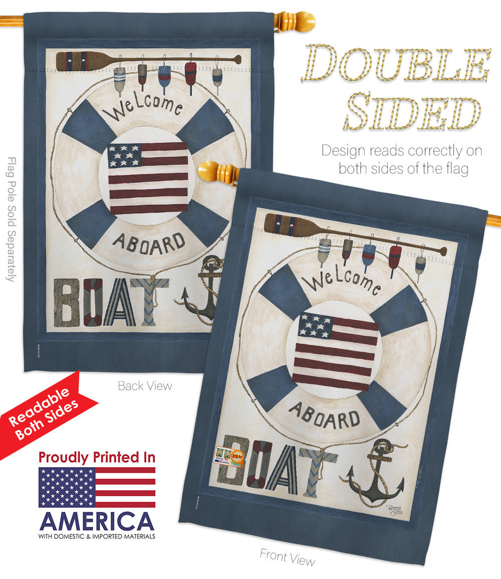 Welcome Aboard Coastal Nautical House Flag Set - Modern - Flags And ...
