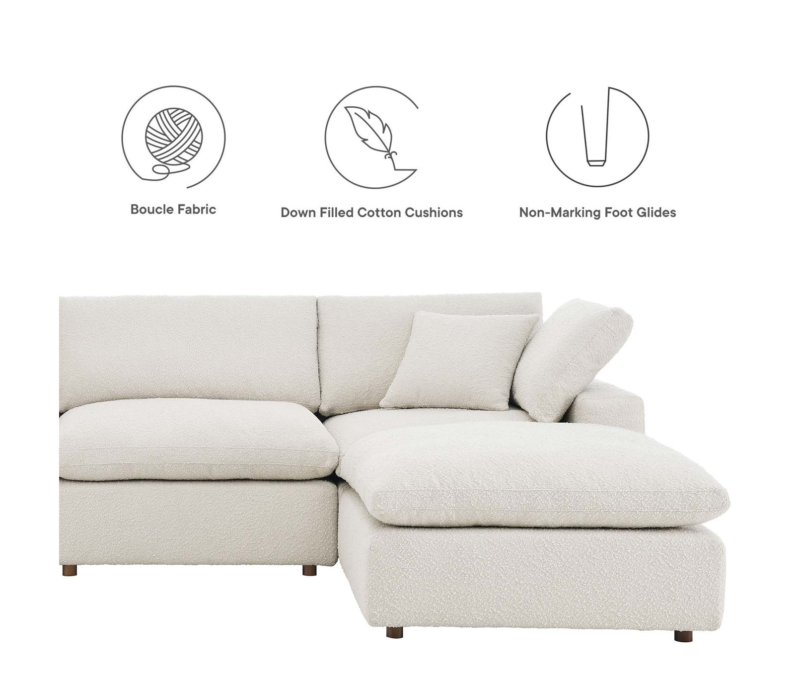 Commix Down Filled Overstuffed Boucle Fabric 5-Piece Sectional Sofa - Transitional - Sectional ...