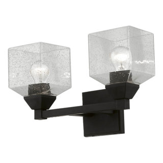 Aragon 2 Light Black Vanity Sconce - Transitional - Bathroom Vanity ...