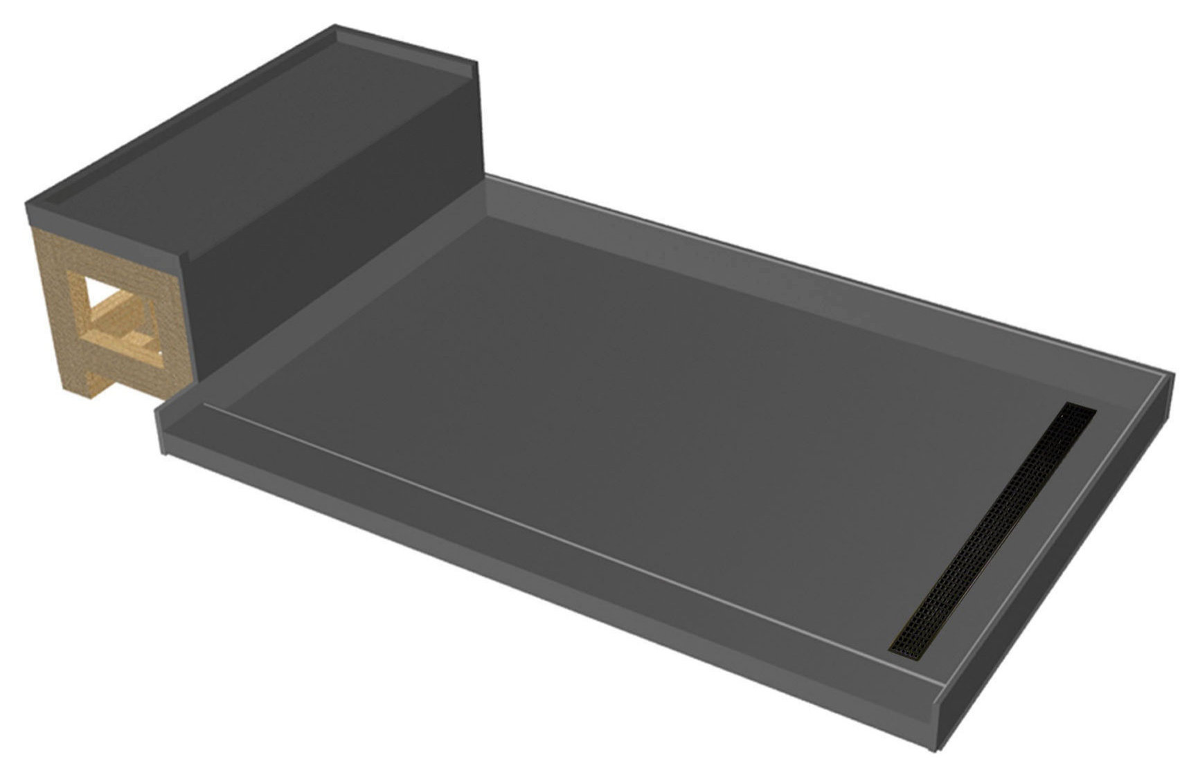 Tile Redi RT3048R-RB30-KIT-2.5 Base N Bench 60" x 30" Rectangular ...