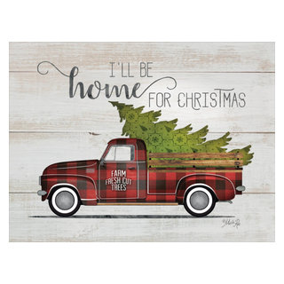 Home for Christmas Vintage Truck Pallet Art - Rustic - Prints And ...