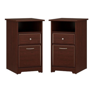 Home Square 2 Drawer Wood Filing Cabinet Set, Harvest Cherry, Set of 2 ...