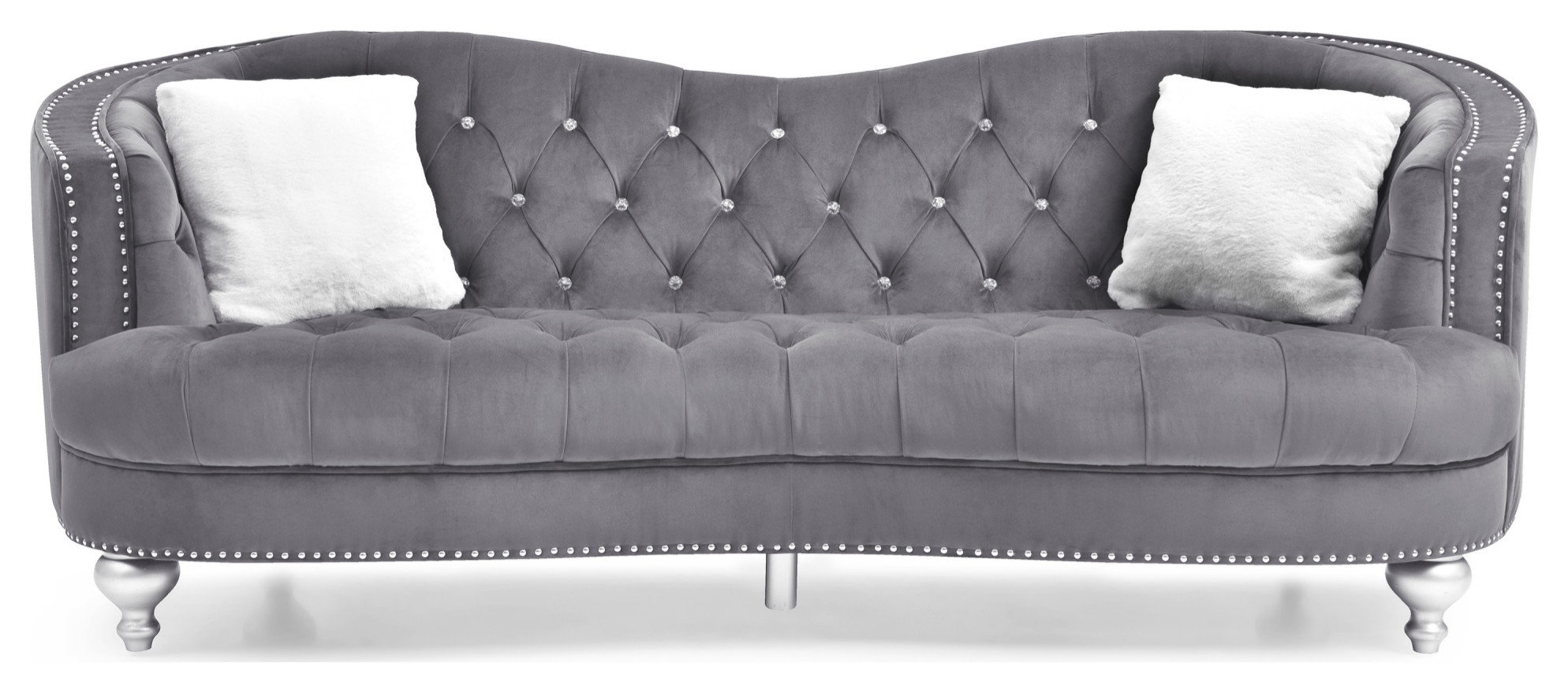 Gray Velvet Flared Arm Sofa - Traditional - Sofas - by VirVentures | Houzz