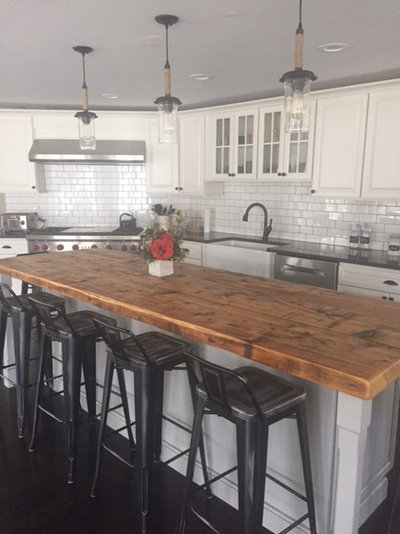 See How Reclaimed Wood Beams Become a Stunning Kitchen Countertop