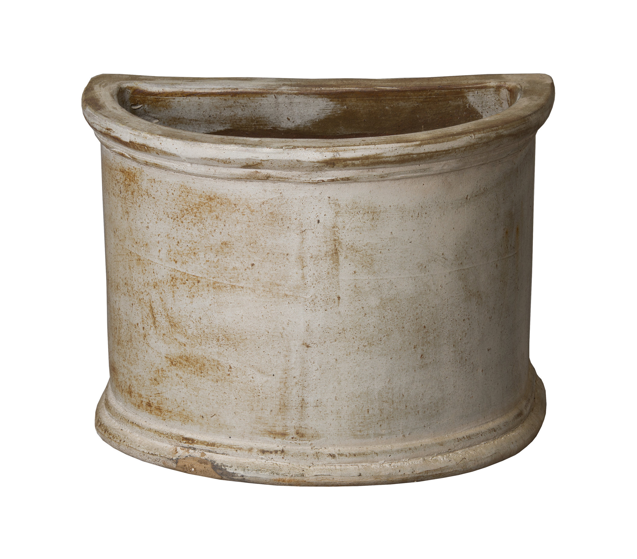 Semicircle Pot White Wash 20X12X15"D, 20x15"H - French Country ...
