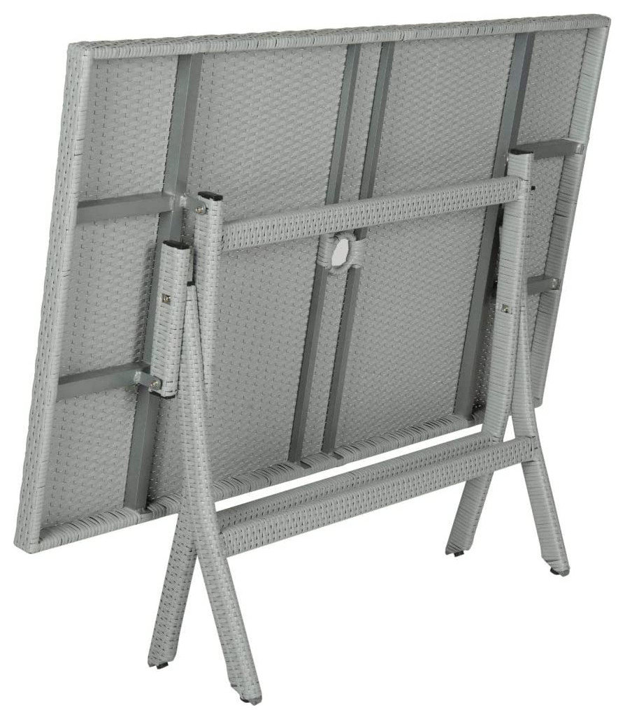 Folding Patio Dining Table, Crossed Trestle Base & Rectangular Tabletop ...