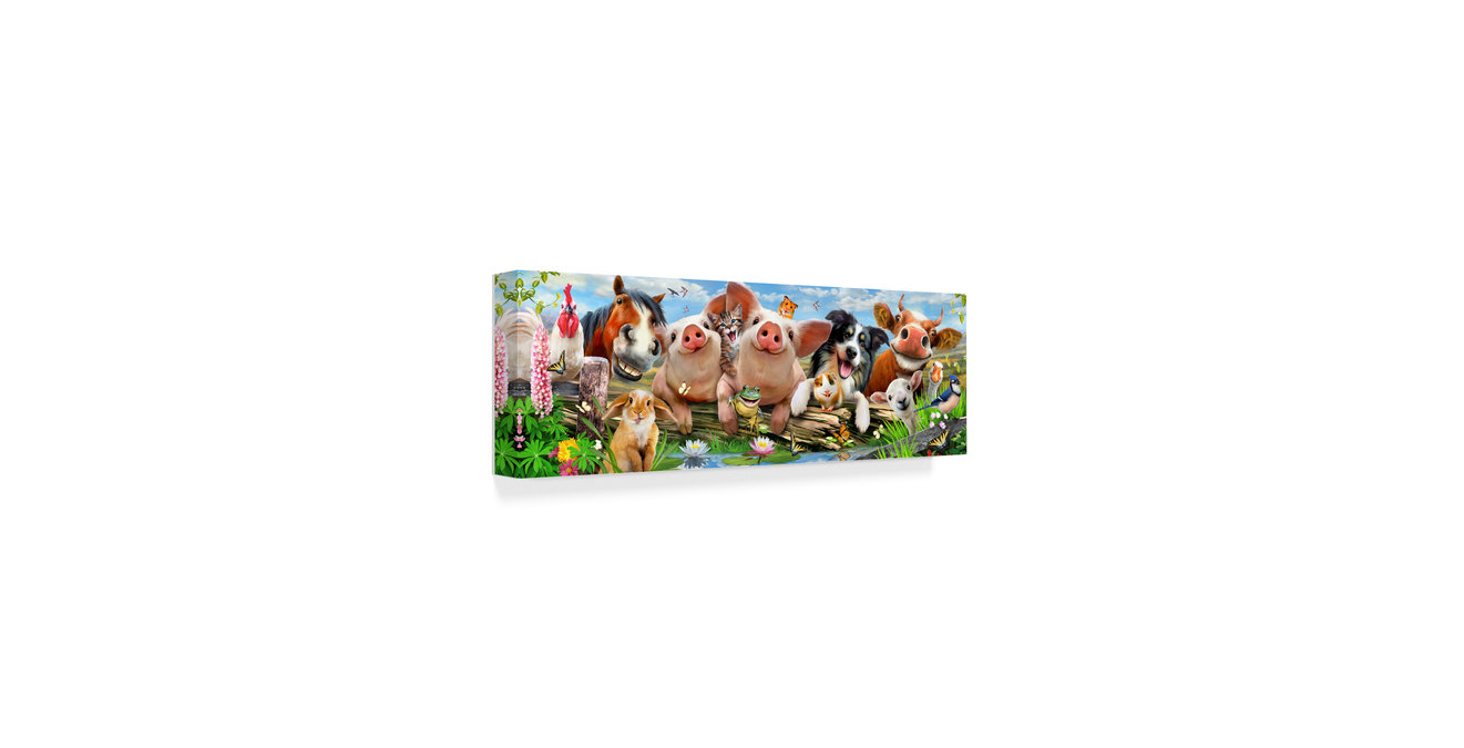"Happy Farm Animals" by Howard Robinson, Canvas Art, 8"x24" - Farmhouse ...
