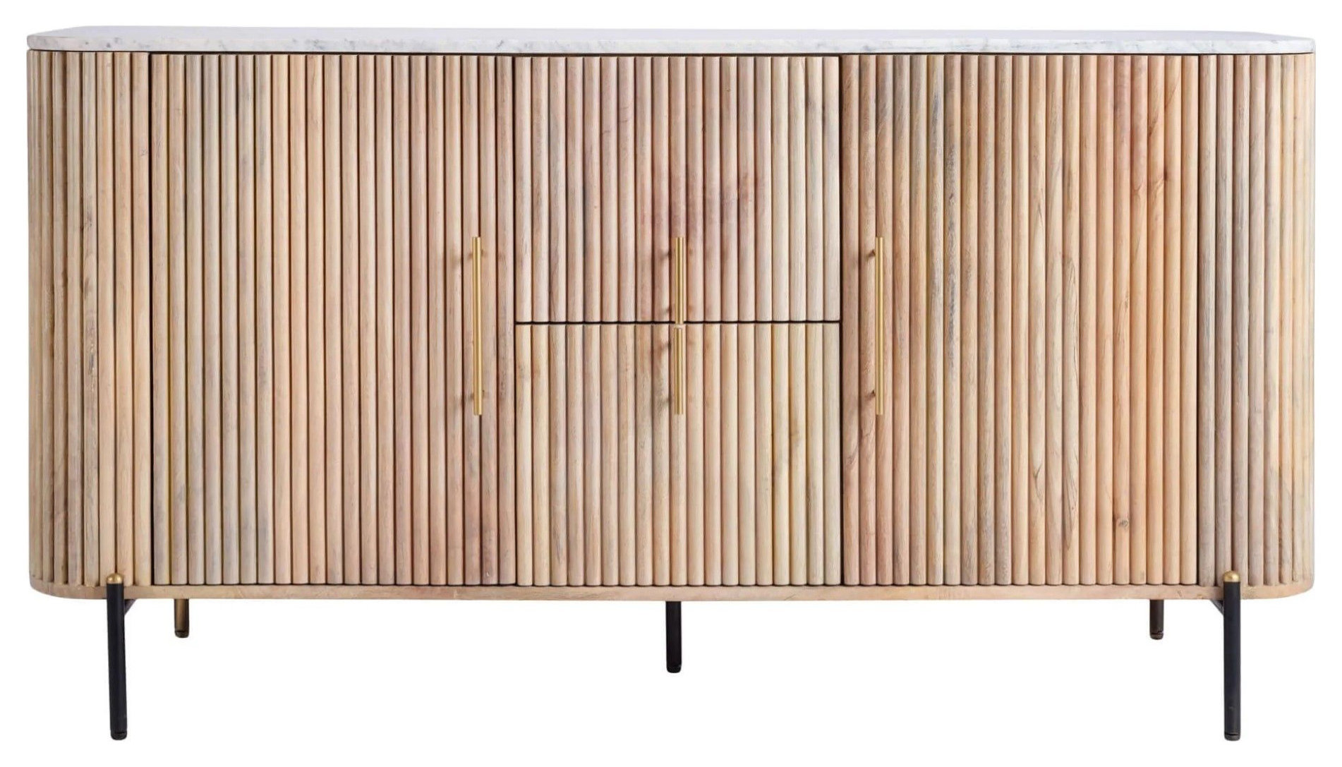 Tulum White Marble Top Buffet, Mango Wood Dining Cabinet, Oval ...