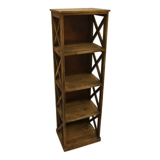 Wooden 4 Shelves Storage Rack, Brown - Rustic - Display And Wall ...