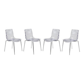 Leisuremod Astor Water Ripple Design Dining Chair Set Of 4 Ac20Cl4 ...