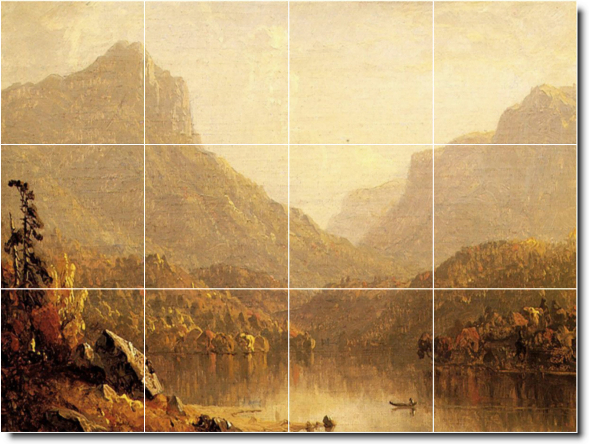 Sanford Gifford Landscapes Painting Ceramic Tile Mural #403, 32" Wide x ...