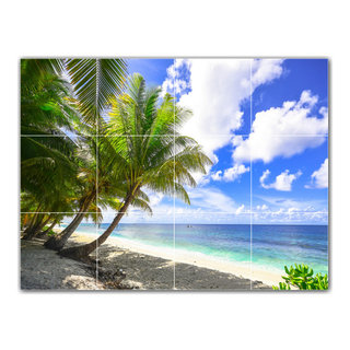 Beach Ceramic Tile Wall Mural HZ500083, 32" Wide x 24" High - Tropical ...