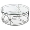 American Home Classic Edward Round Metal-Glass Coffee Table in Polish ...