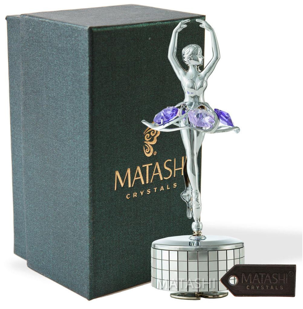 Chrome Plated Silver Ballet Dancer Wind-Up Music Box Swan Lake ...