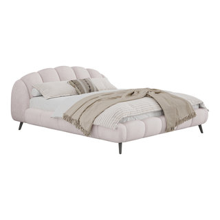 Andrew King Size Upholstered Platform Bed With Shell-Shape Headboard ...