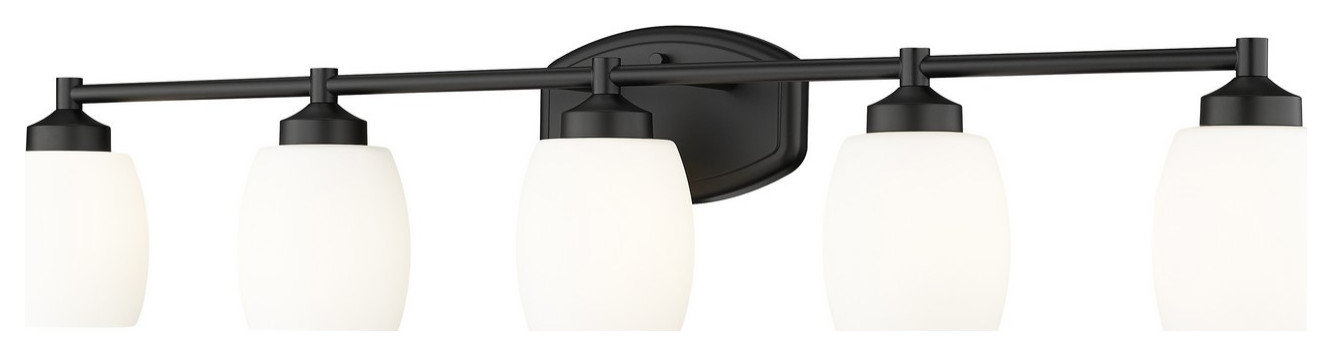 Kendrick 5-Light Vanity, Matte Black - Transitional - Bathroom Vanity ...